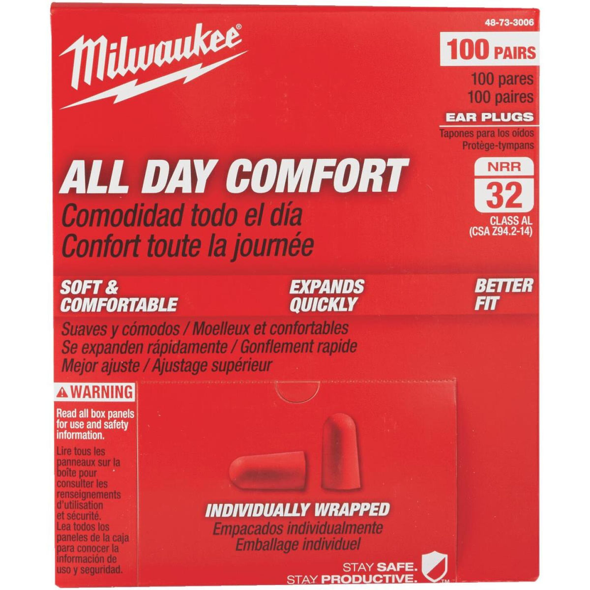 Milwaukee Foam 32 dB Individually Wrapped Ear Plugs (100-Pair) - Warner ...